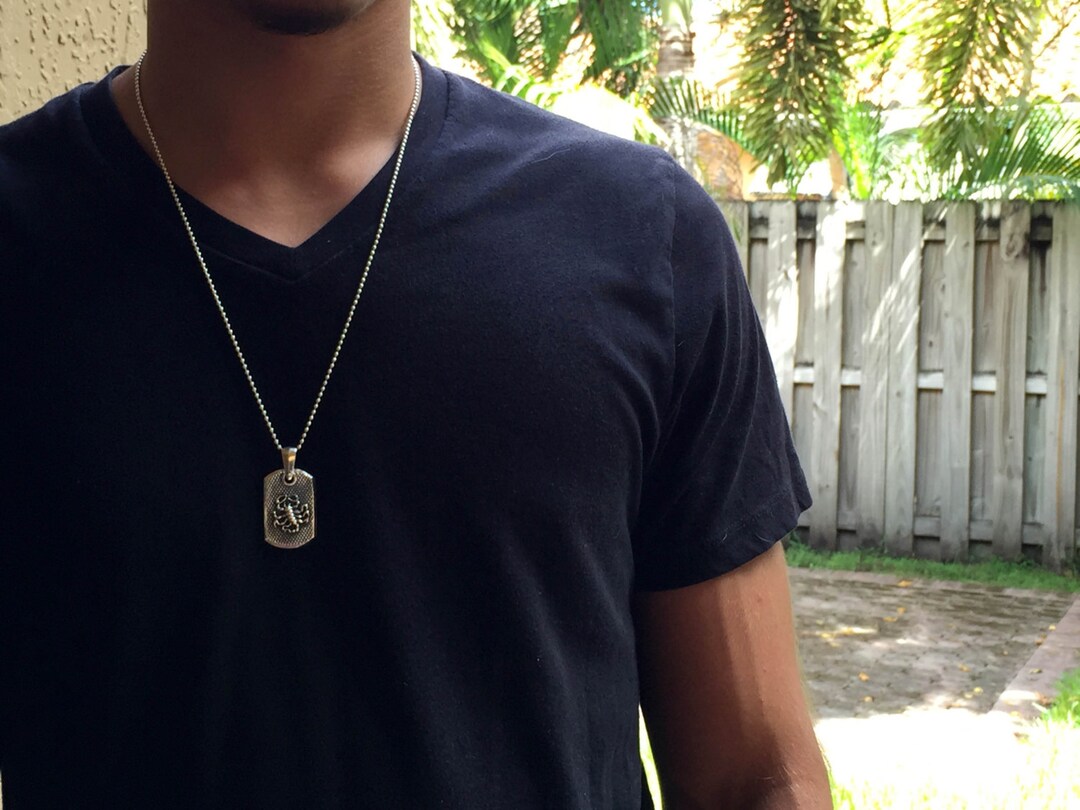 Dog Tag With Scorpio Zodiac Sign - Solid 925 Sterling Silver - Etsy