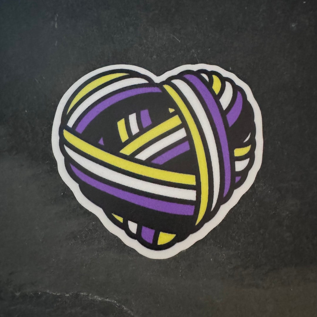 Non-binary Pride Yarn Heart Sticker - Etsy