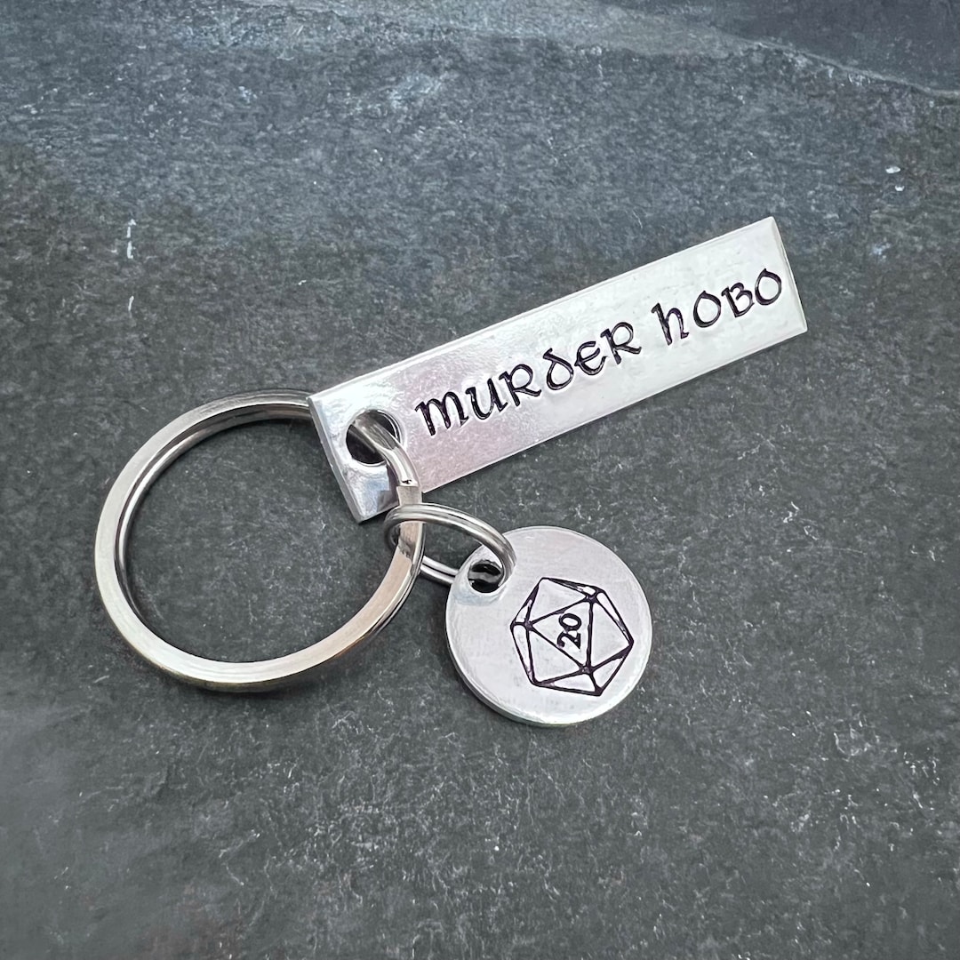 DM Inspired murder Hobo Hand Stamped Keychain With Hand Stamped D20 ...