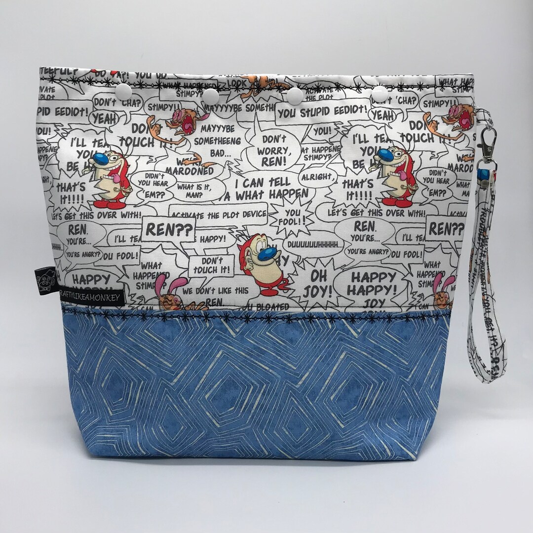 Ren and Stimpy Large Knitting Project Snap Top With Flat Bottom Ready ...