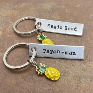 Hand Stamped “psych-man and Magic Head” Psych Inspired Keychain Set - Etsy