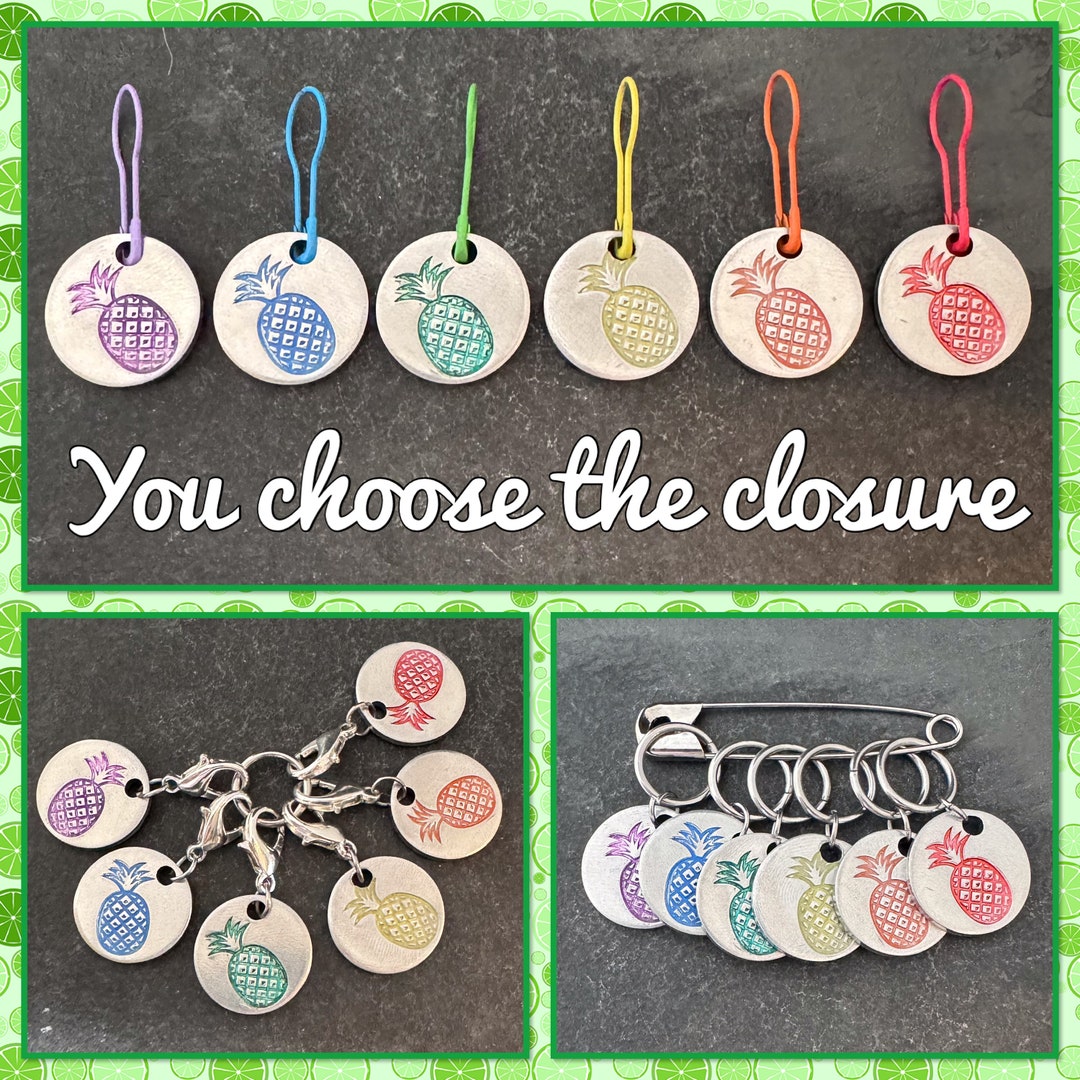 Hand Stamped Pineapple Stitch Marker Set - Etsy