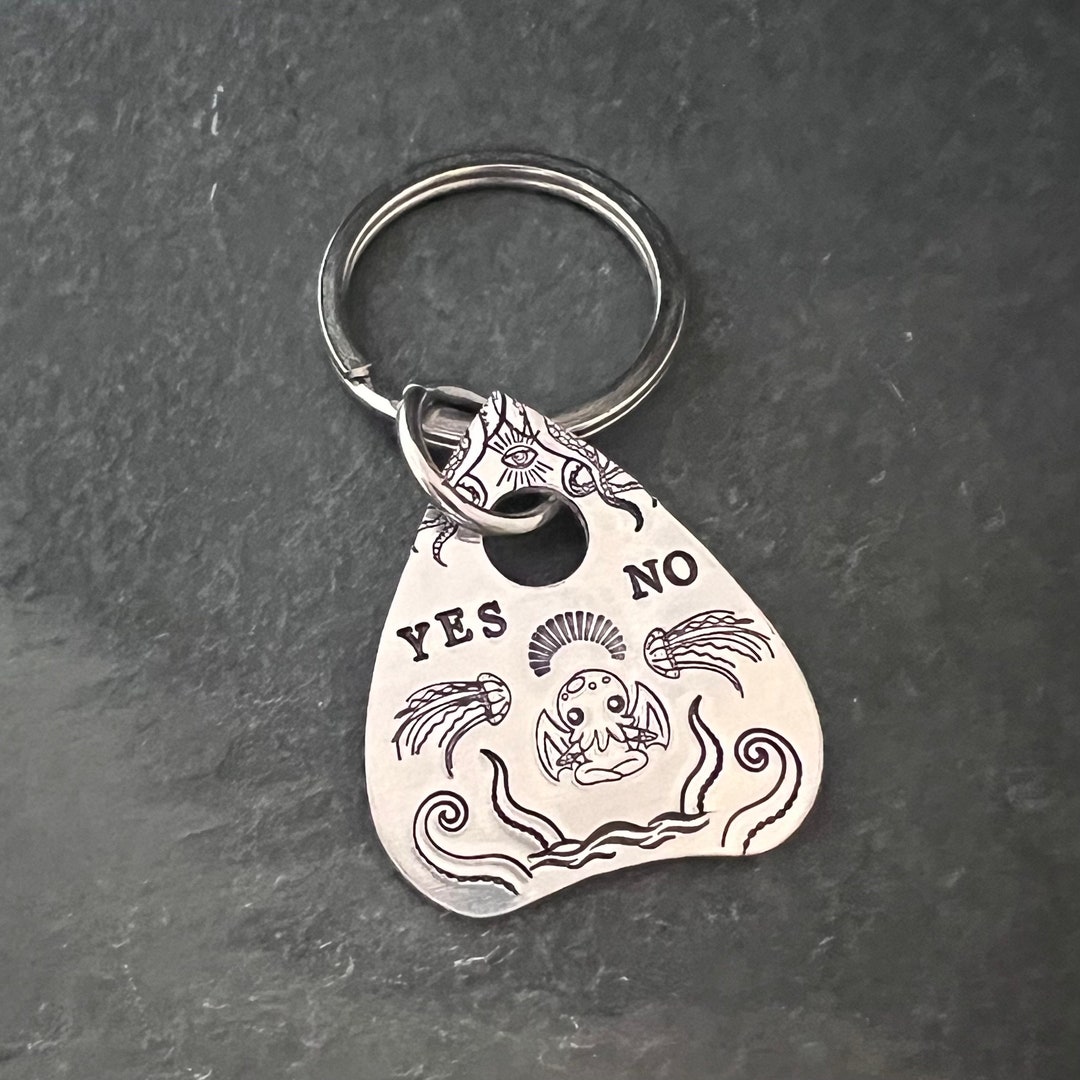 Hand Stamped Ouija Cthulhu Planchette Keychain. - Etsy