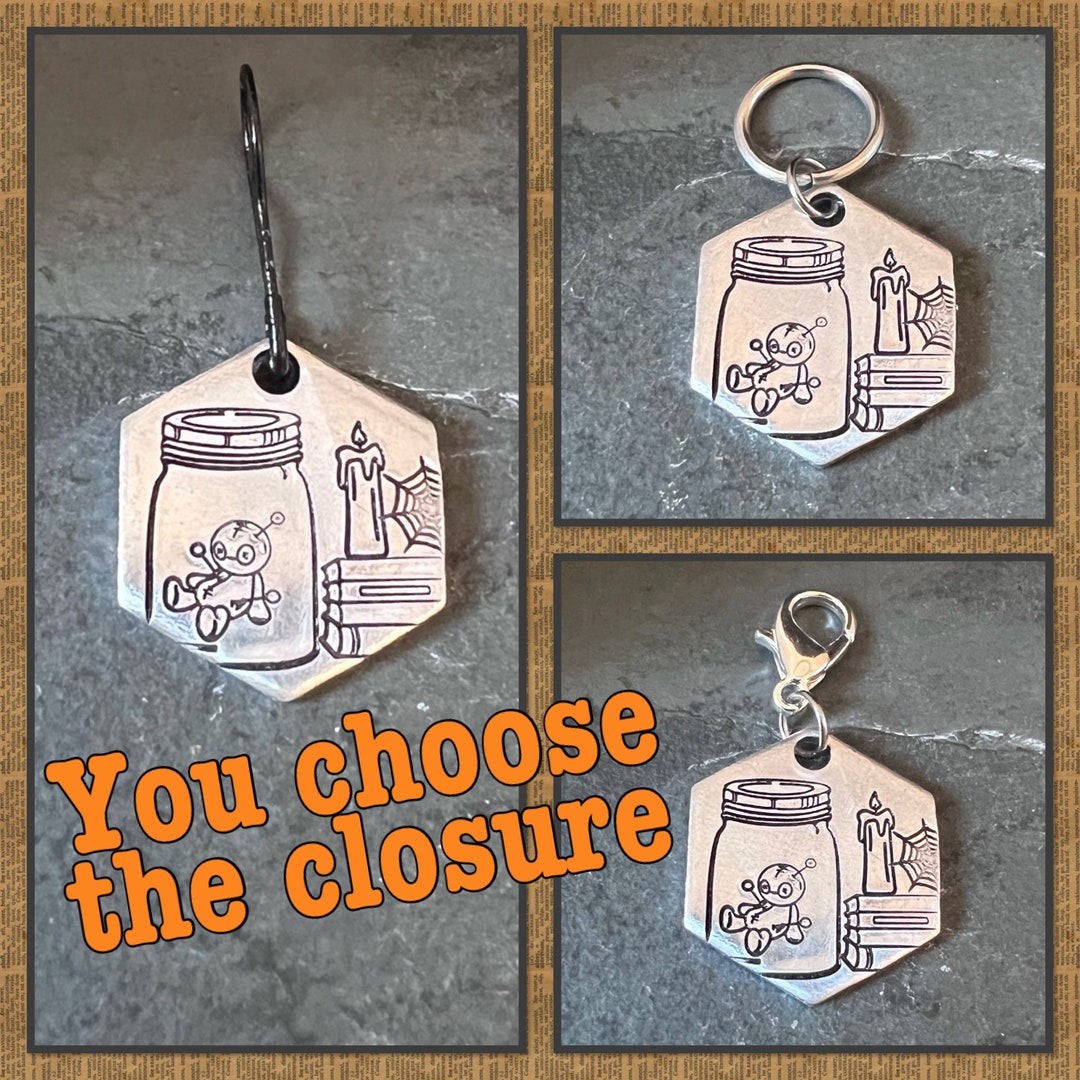 Hand Stamped Voodoo Doll in a Jar Stitch Marker - Etsy