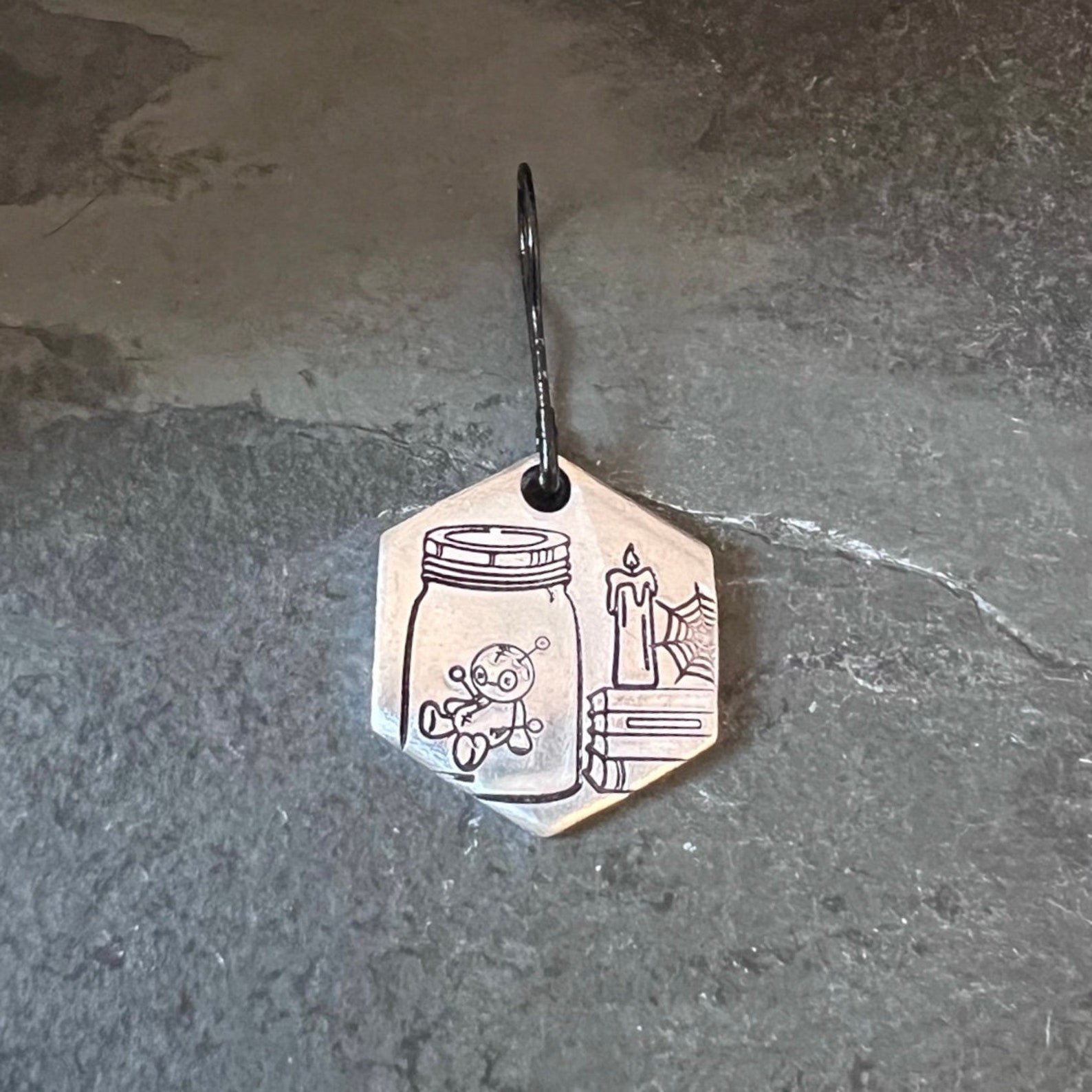 Hand Stamped Voodoo Doll in a Jar Stitch Marker - Etsy