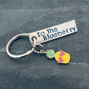 Hand Stamped "to the Blueberry" Psych Inspired Keychain With Pineapple ...
