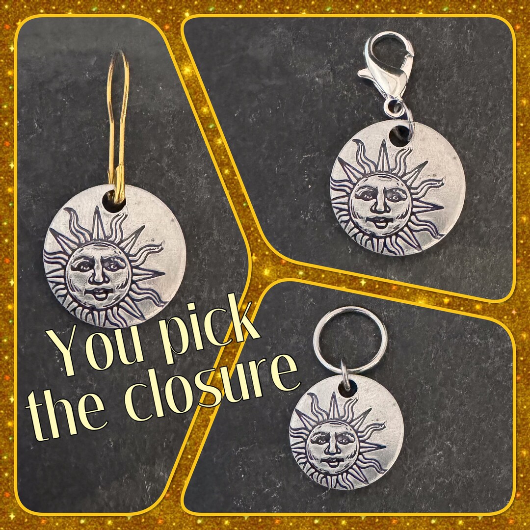 Hand Stamped Celestial Sun Stitch Marker - Etsy