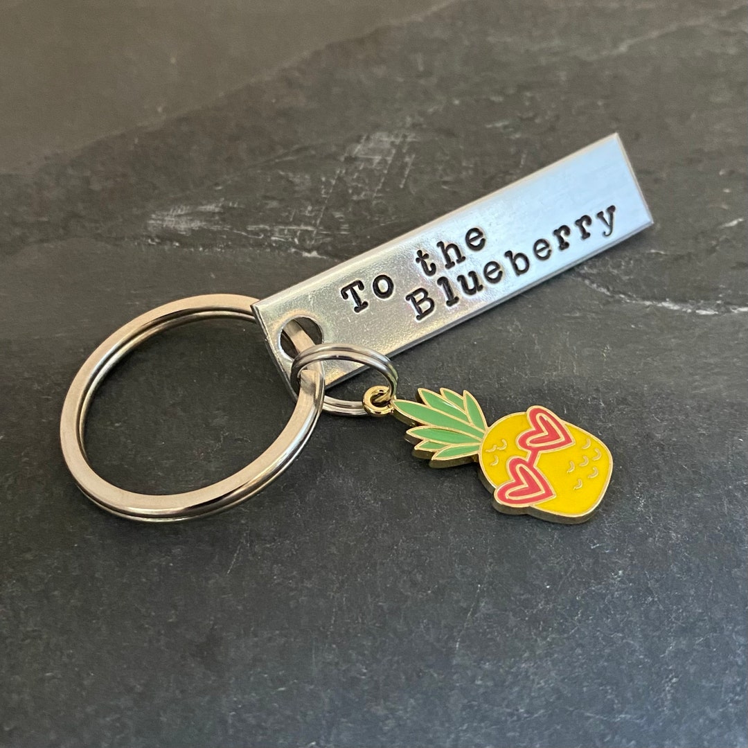 Hand Stamped "to the Blueberry" Psych Inspired Keychain With Pineapple ...