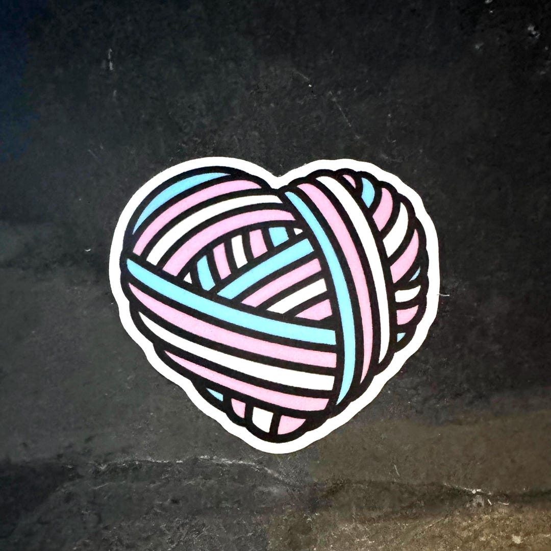 Trans Pride Yarn Heart Sticker - Etsy