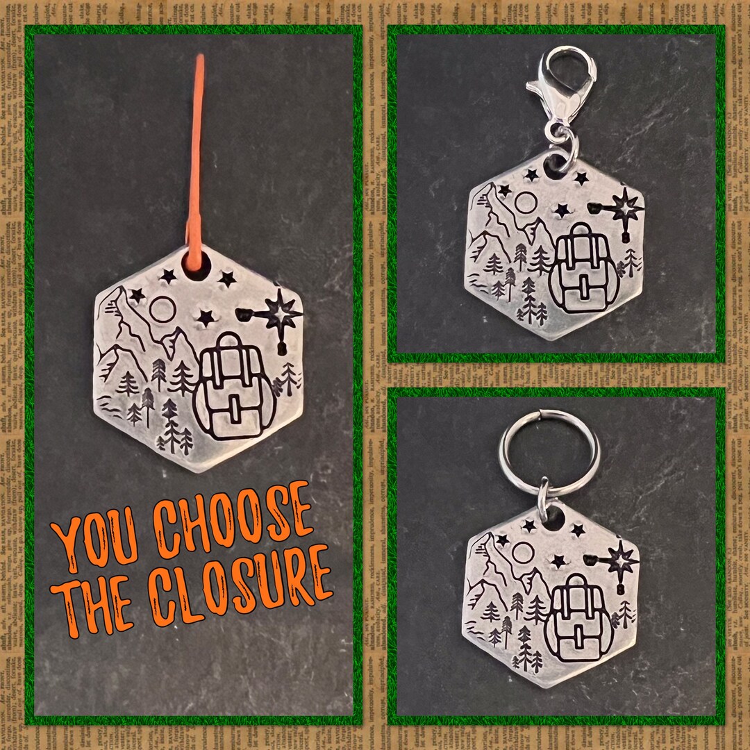 Hand Stamped Traveling Backpack Stitch Marker - Etsy