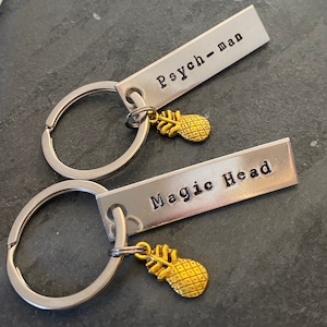 Hand Stamped “psych-man and Magic Head” Psych Inspired Keychain Set - Etsy