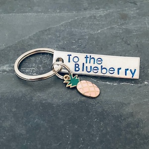 Hand Stamped "to the Blueberry" Psych Inspired Keychain With Pineapple ...