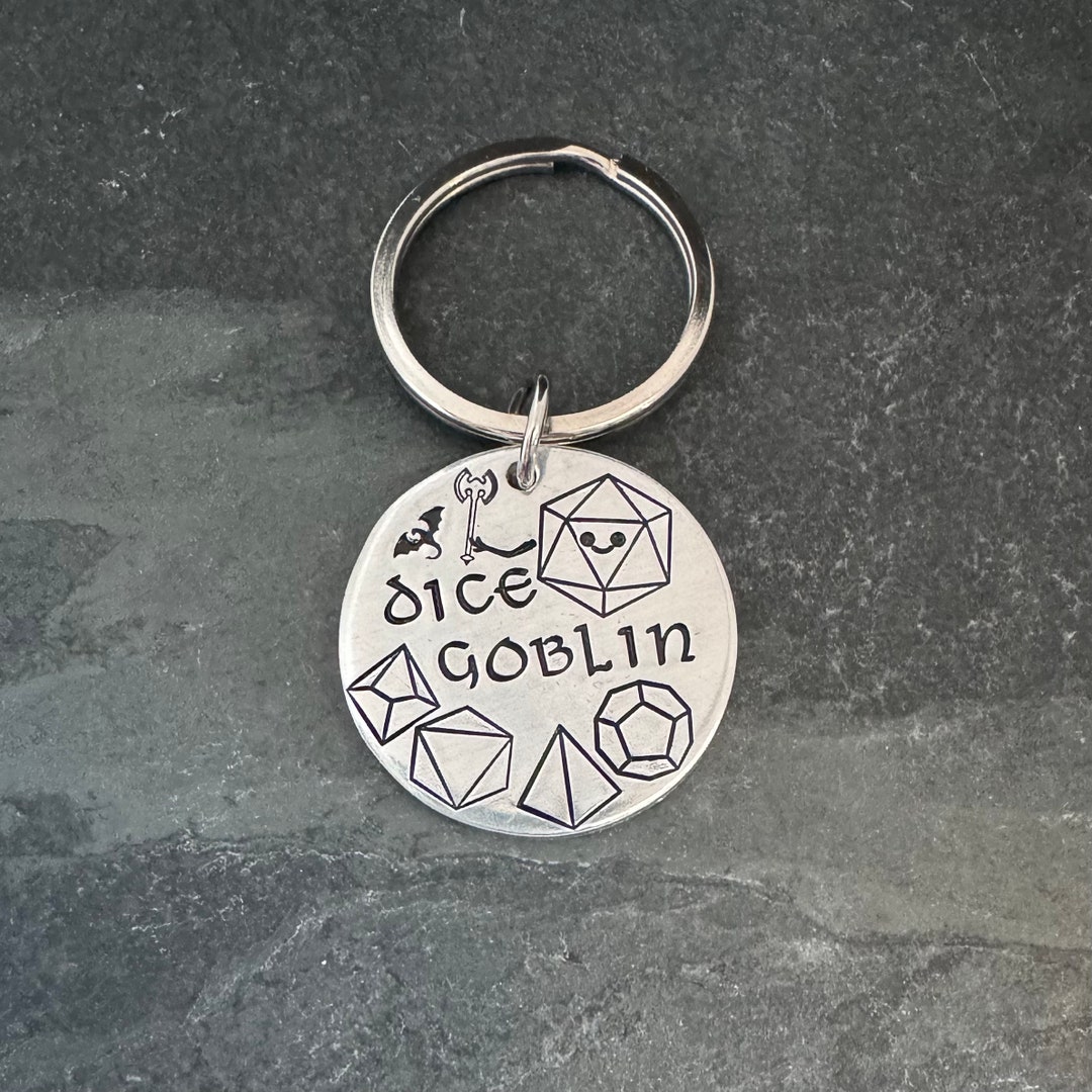 Hand Stamped “dice Goblin” Dnd Inspired Keychain - Etsy