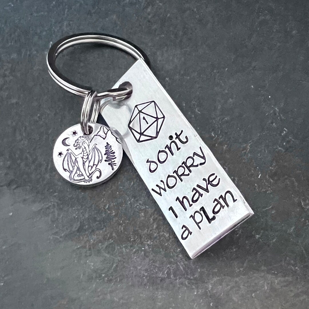 DND Inspired Keychain: Hand Stamped Aluminum, Wizard or Dragon Charm - Etsy
