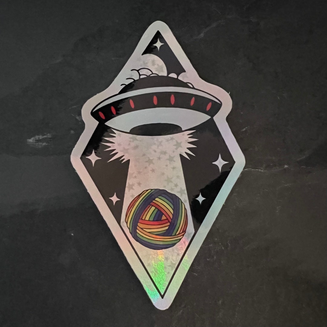Alien Abduction Yarn Holographic Vinyl Sticker - Etsy