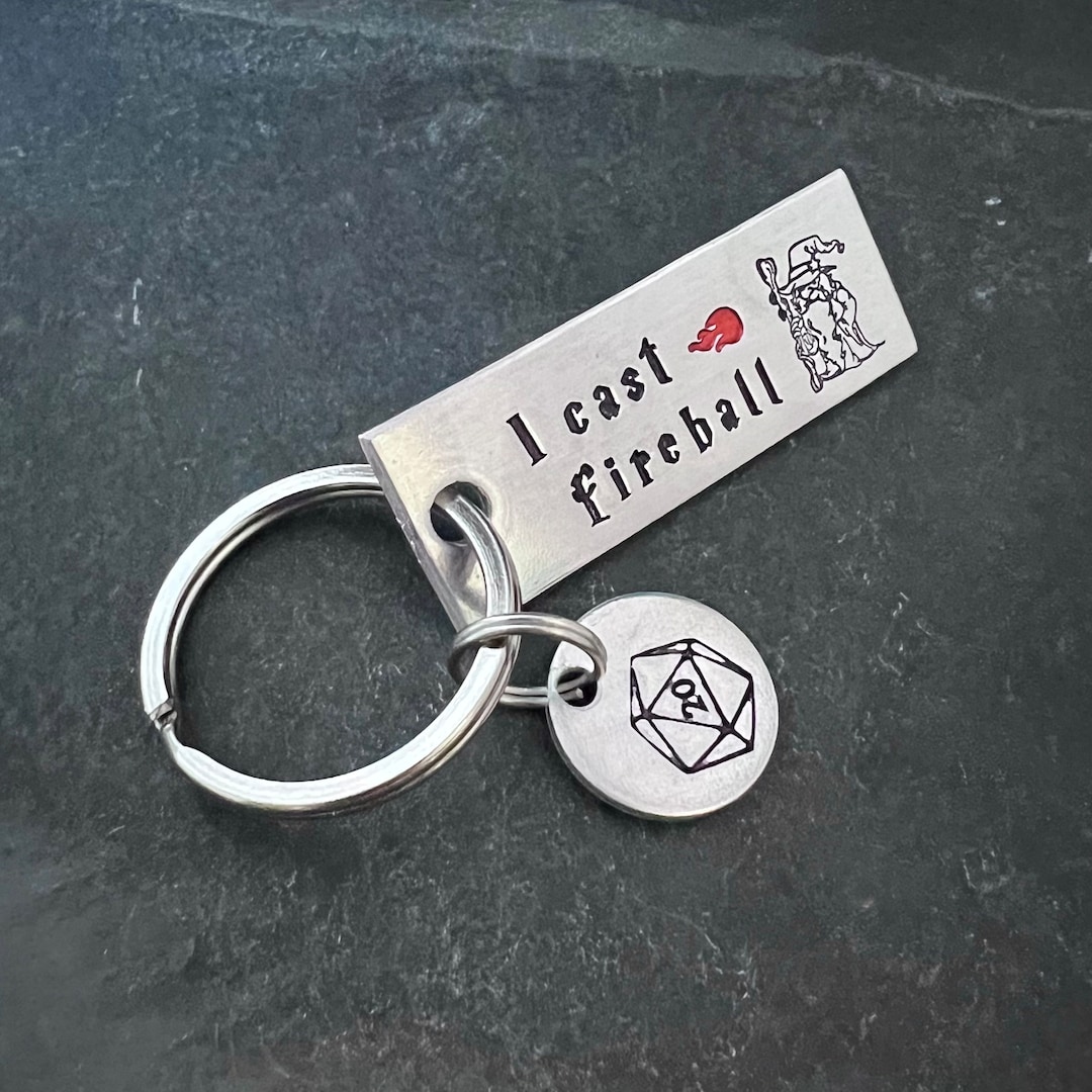 DND Inspired “I Cast Fireball” Hand Stamped Keychain With Hand Stamped ...