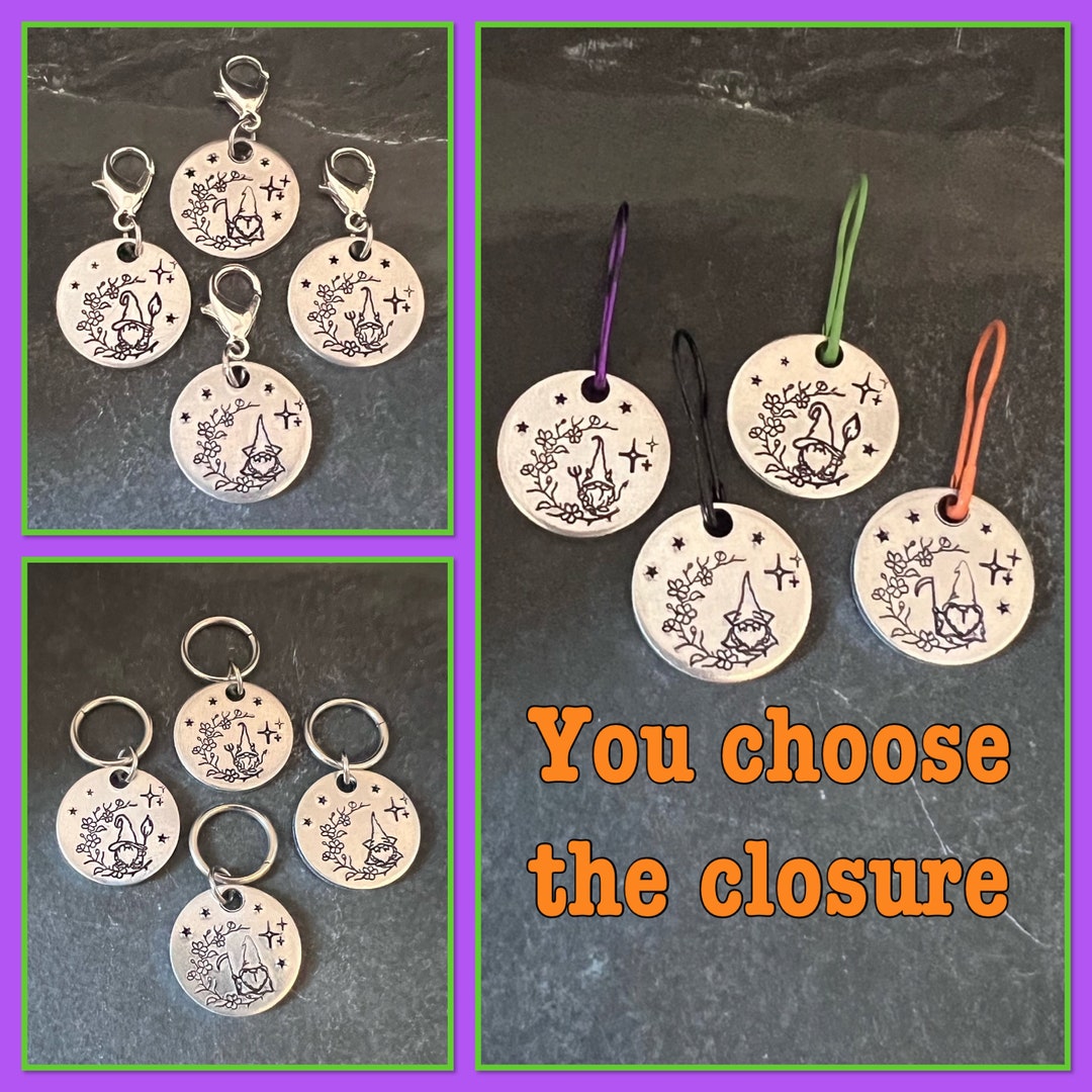 Hand Stamped Spooky Time Gnome Stitch Marker Set - Etsy