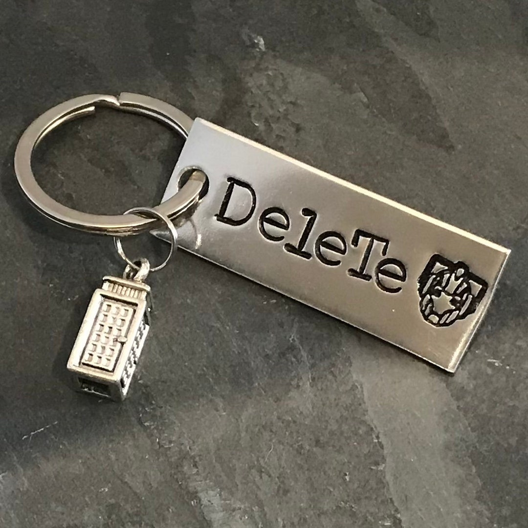 Dr Who Inspired Cyberman "delete" Hand Stamped Keychain With a Small ...