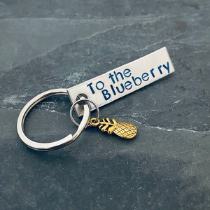 Hand Stamped "to the Blueberry" Psych Inspired Keychain With Pineapple ...