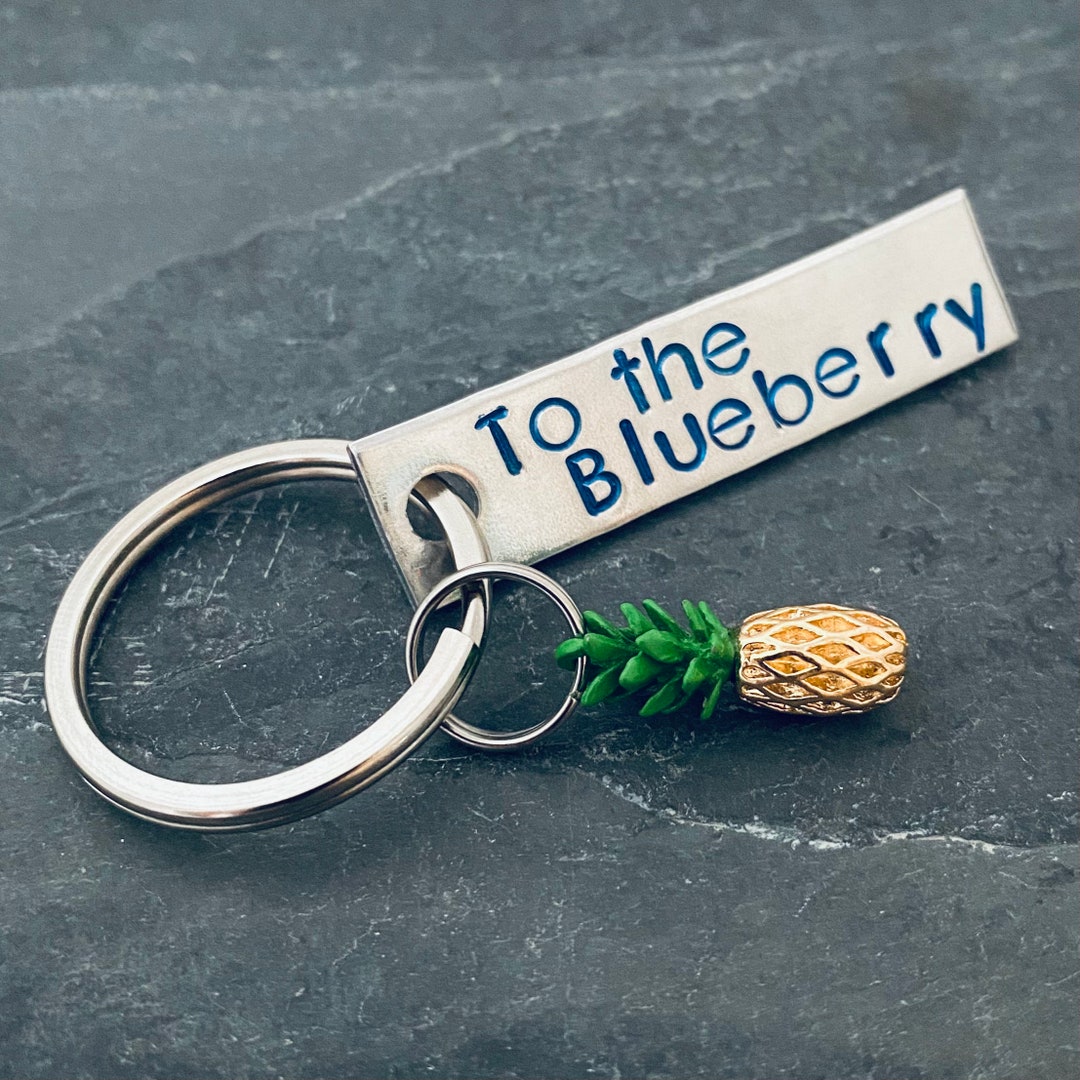 Hand Stamped "to the Blueberry" Psych Inspired Keychain With Pineapple ...