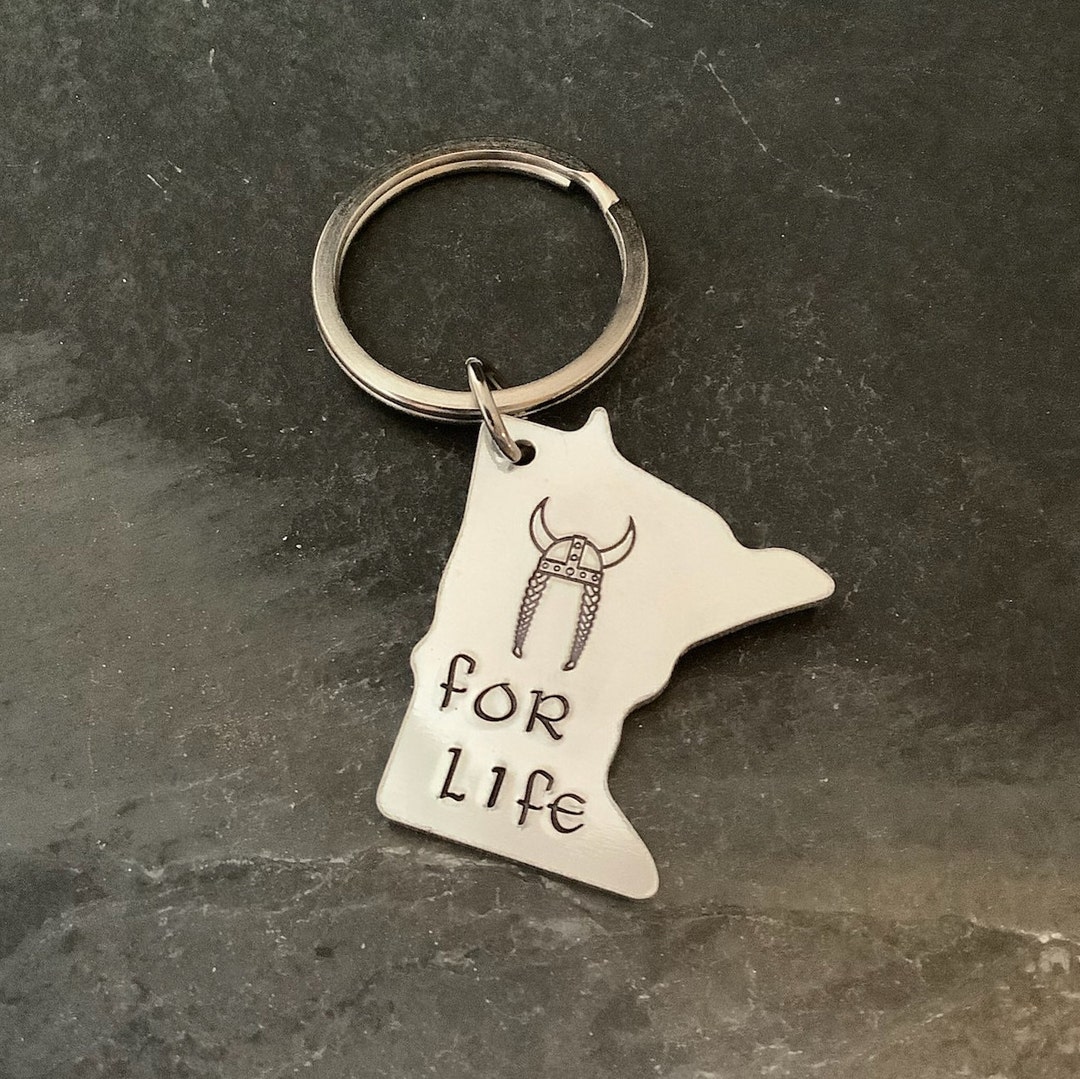 Minnesota Inspired "viking for Life" Hand Stamped Aluminum Keychain - Etsy