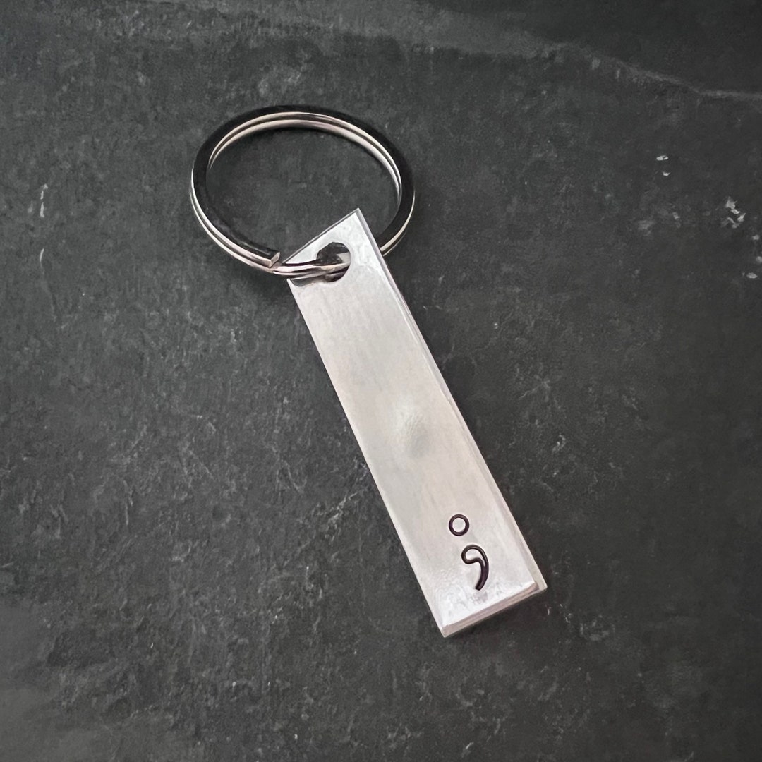 Hand Stamped Semicolon Project Keychain - Etsy