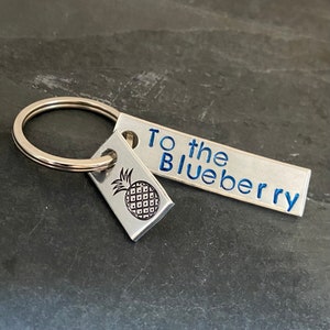 Hand Stamped "to the Blueberry" Psych Inspired Keychain With Pineapple ...