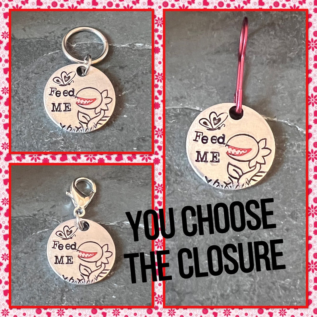 Hand Stamped Carnivorous Plant feed Me Stitch Marker - Etsy UK