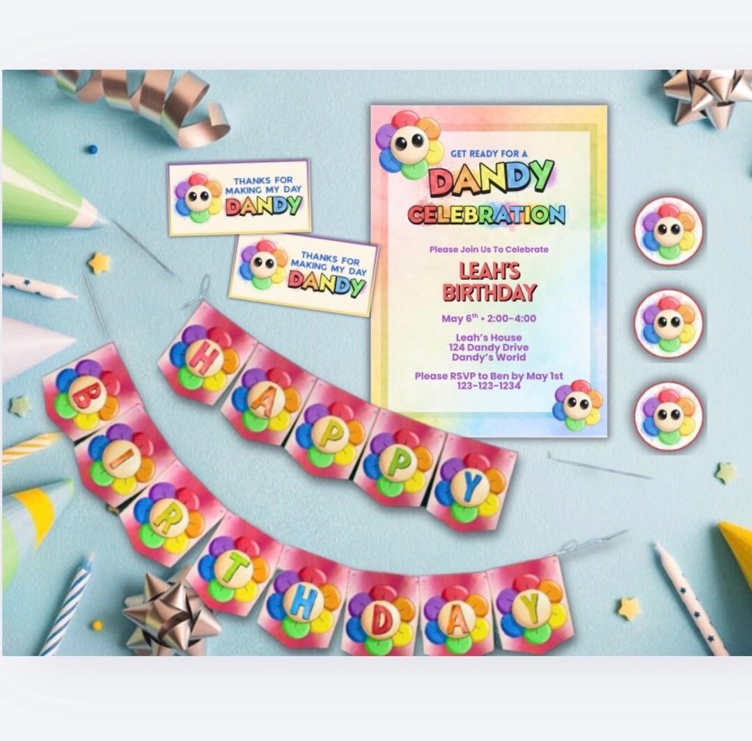 Customizable Dandy Gamer Birthday Party Bundle-invitation, Banner ...