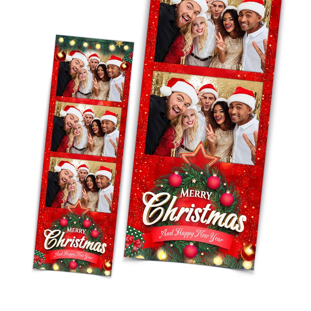 Christmas Photobooth Template 2x6 Holidays 2025 Red Green Noël Photo ...