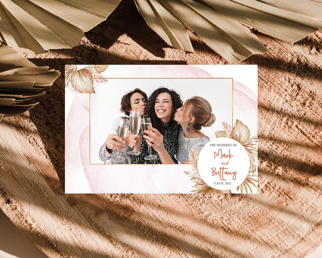 Boho Wedding Photobooth Template 4x6 Rustic Palm Leaves Bohemian Theme ...