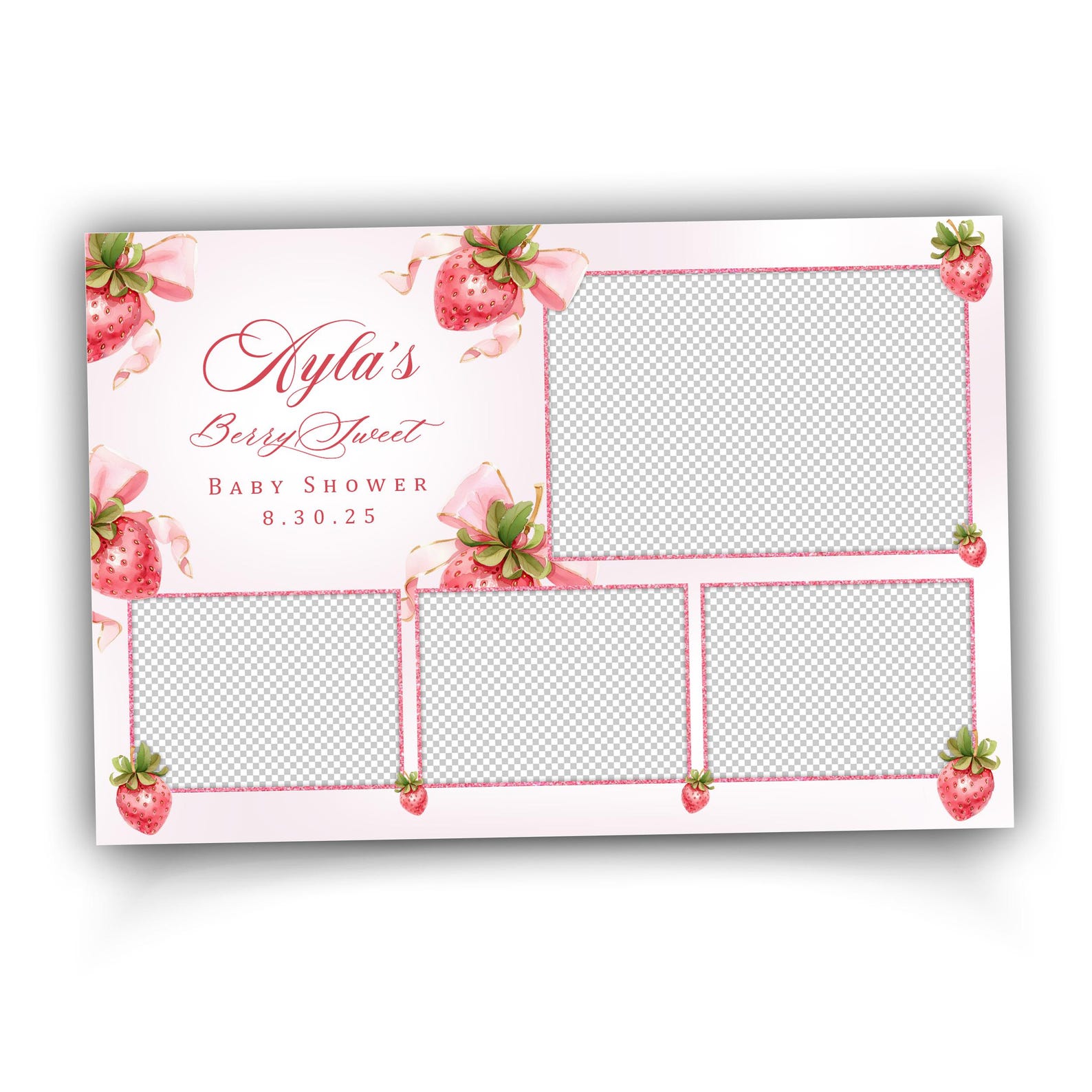 Coquette Strawberries Baby Shower Photobooth Template, Berry Sweet ...