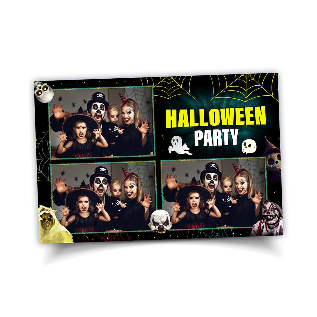 Halloween Photo Booth Template 4x6 Green and Blue Halloween Party 2025 ...