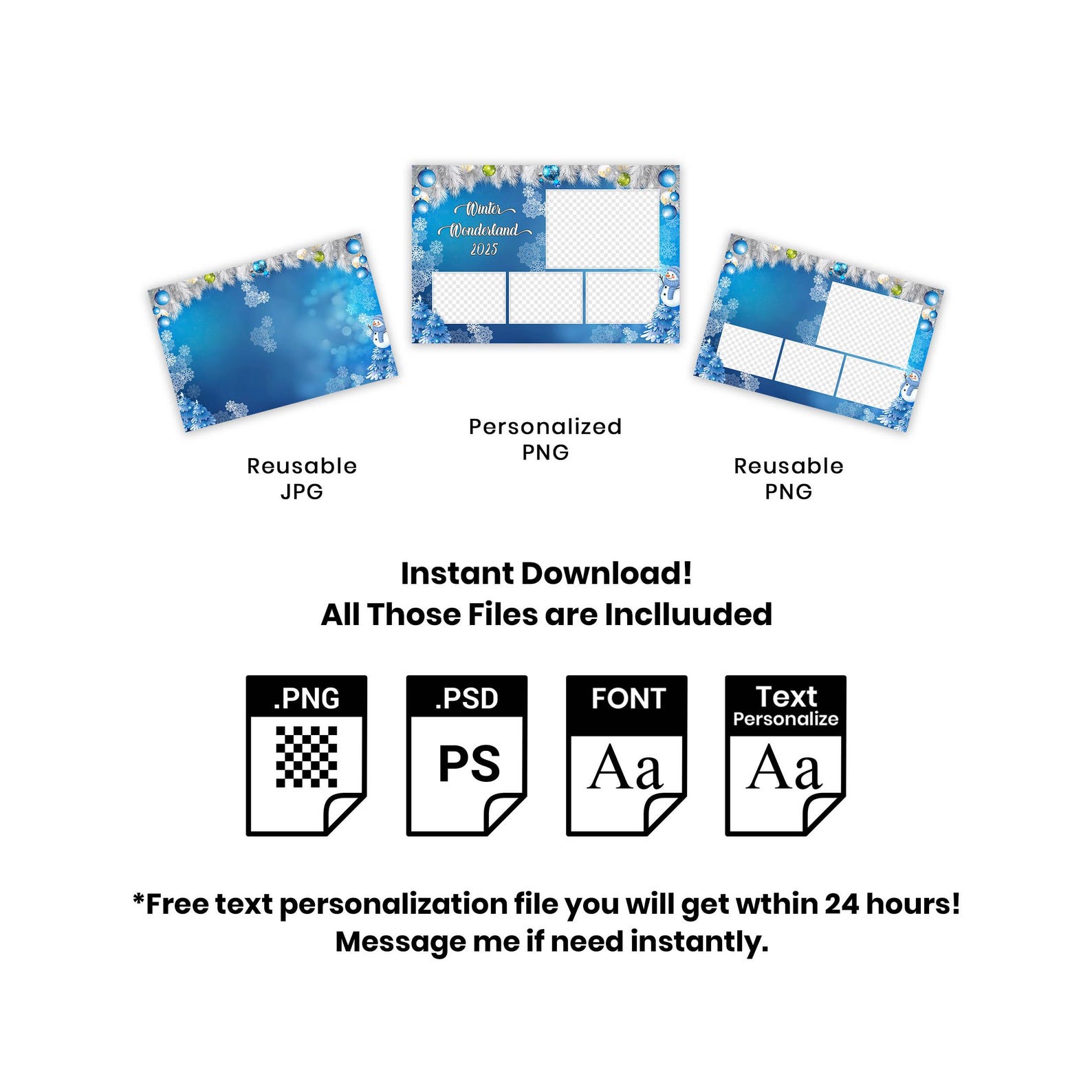 Christmas Winter Wonderland Photo Booth Template, Christmas Photobooth ...