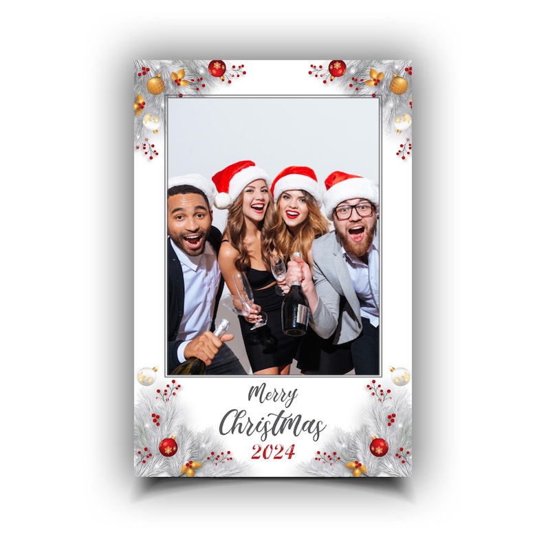 Christmas Photo Booth Template 4x6 Holiday Party White Grass and Snow ...