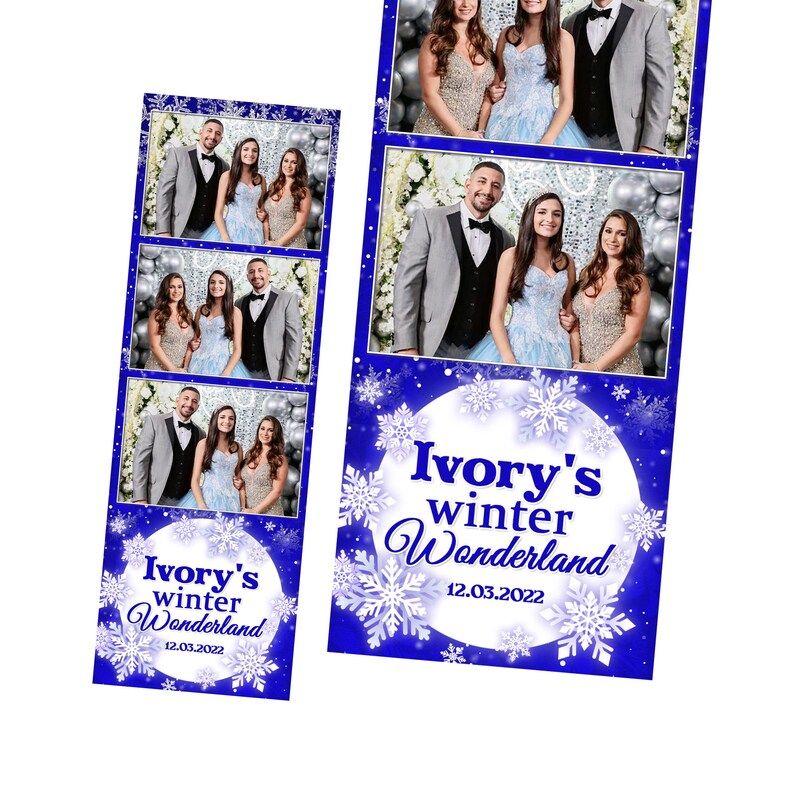 Winter Wonderland Photo Booth Template, 2x6 Snowflake Quinceañera Sweet ...