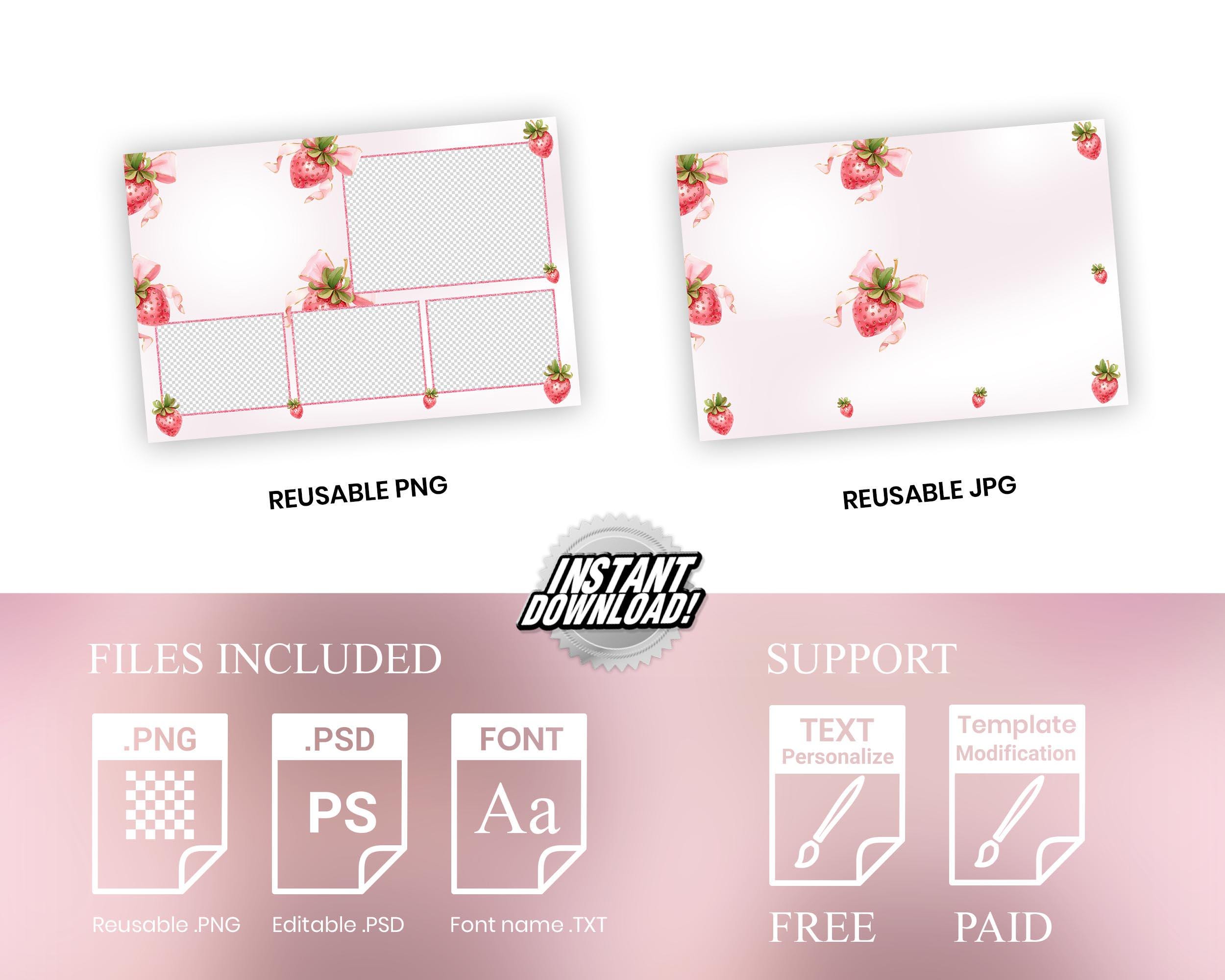 Coquette Strawberries Baby Shower Photobooth Template, Berry Sweet ...