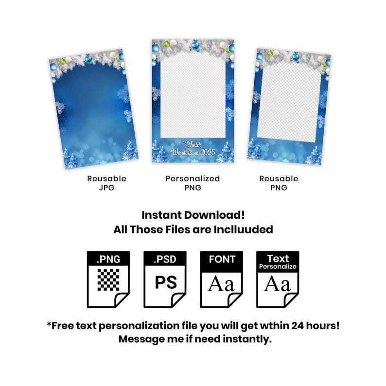 Christmas Winter Wonderland Photo Booth Template, Christmas Photobooth ...