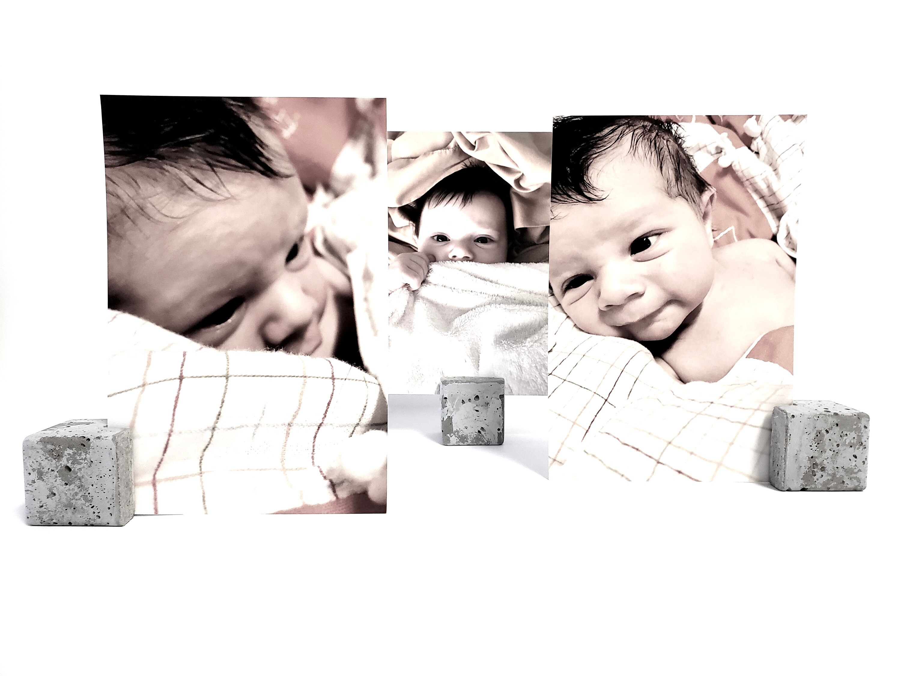 Photo Stand. Slim and Small Concrete Block for Pictures. One Vertical ...