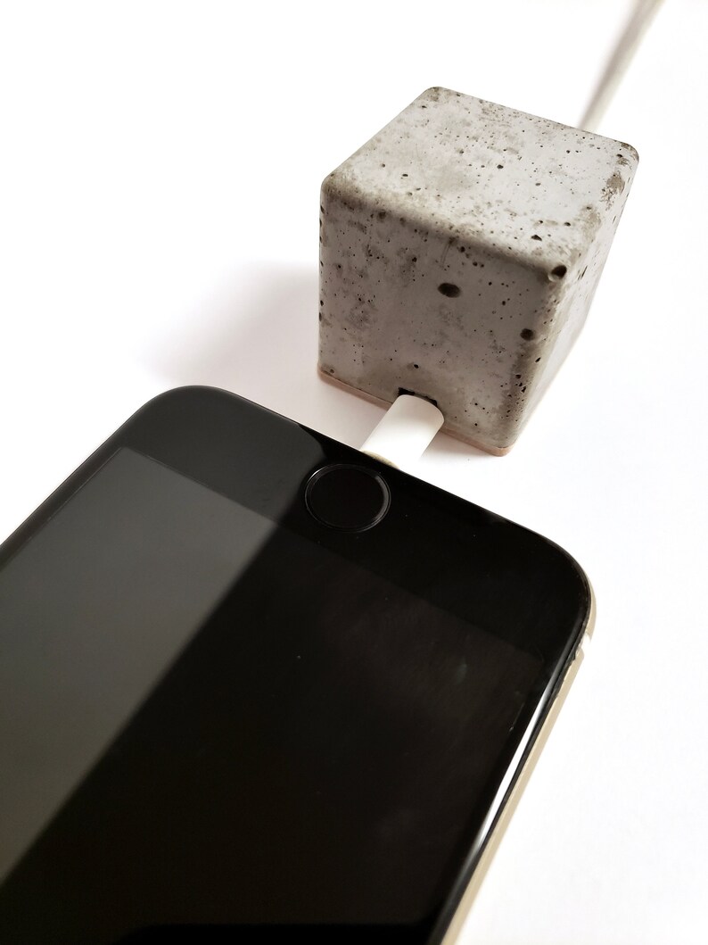 Cable Holder. the Short Stop. Concrete Block With Maple Wood - Etsy