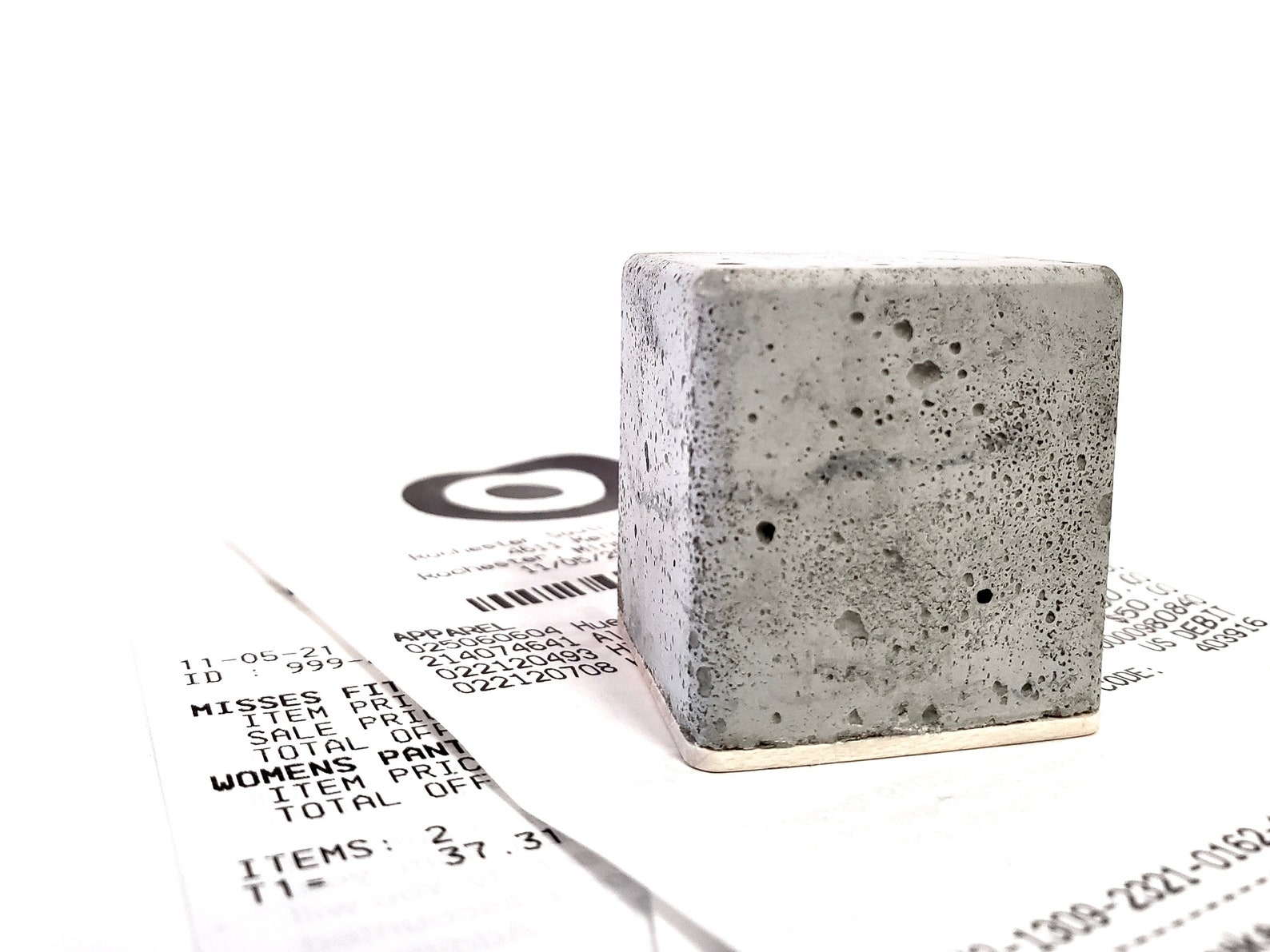 The Short Weight. Concrete Paperweight With Maple Wood. Desktop Office ...