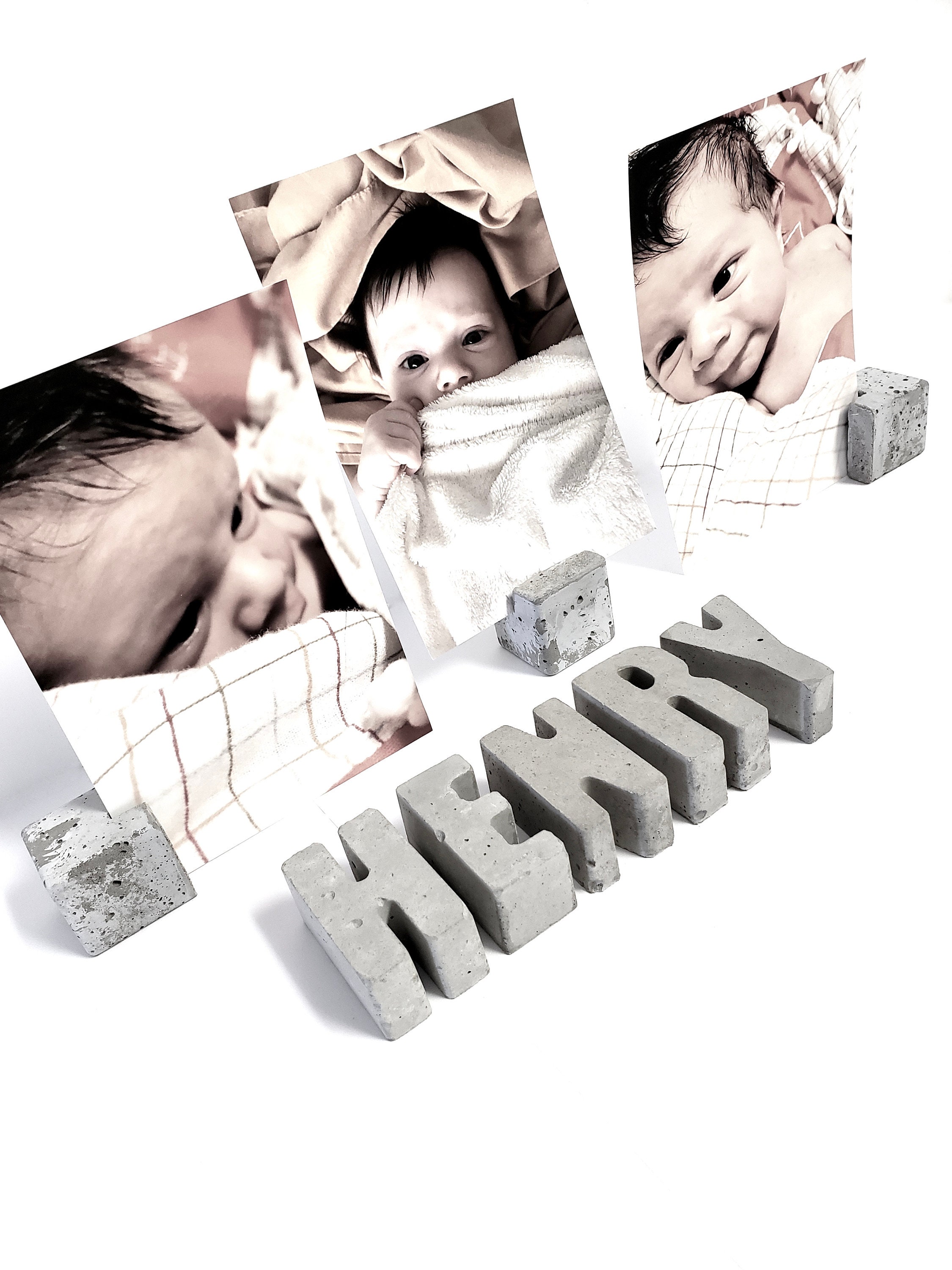 Photo Stand. Slim and Small Concrete Block for Pictures. One Vertical ...