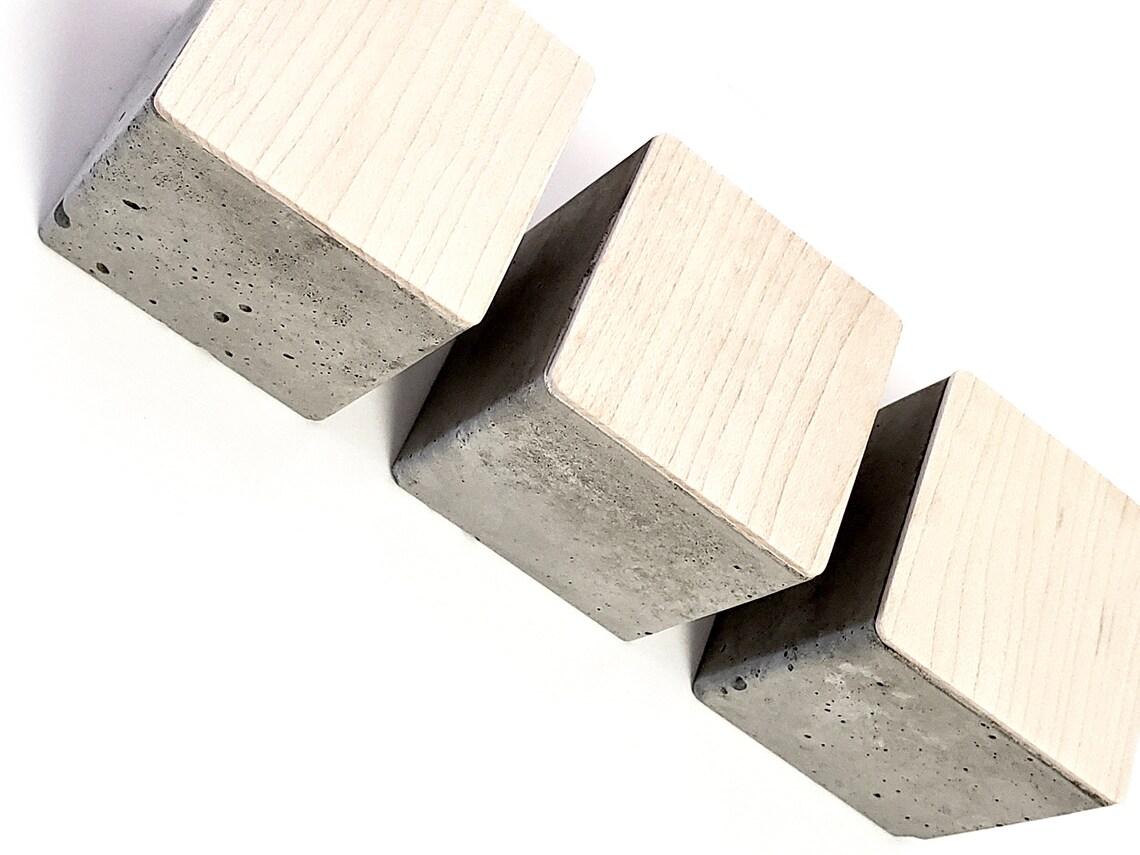 The Big Weight. Concrete Paperweight With Maple Wood. Set of | Etsy