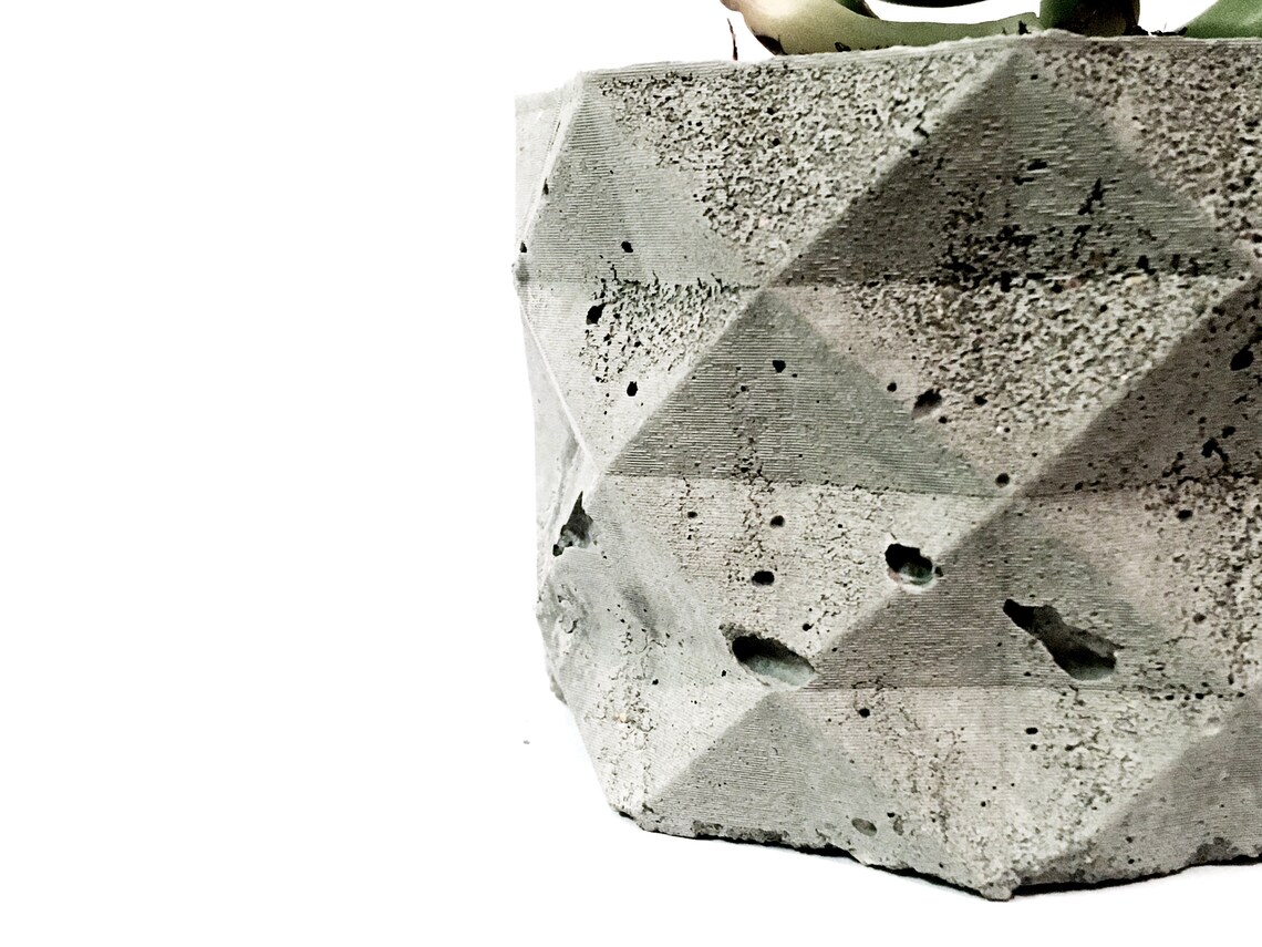 Small Concrete Planter. Modern Geometric Faceted Pot for - Etsy