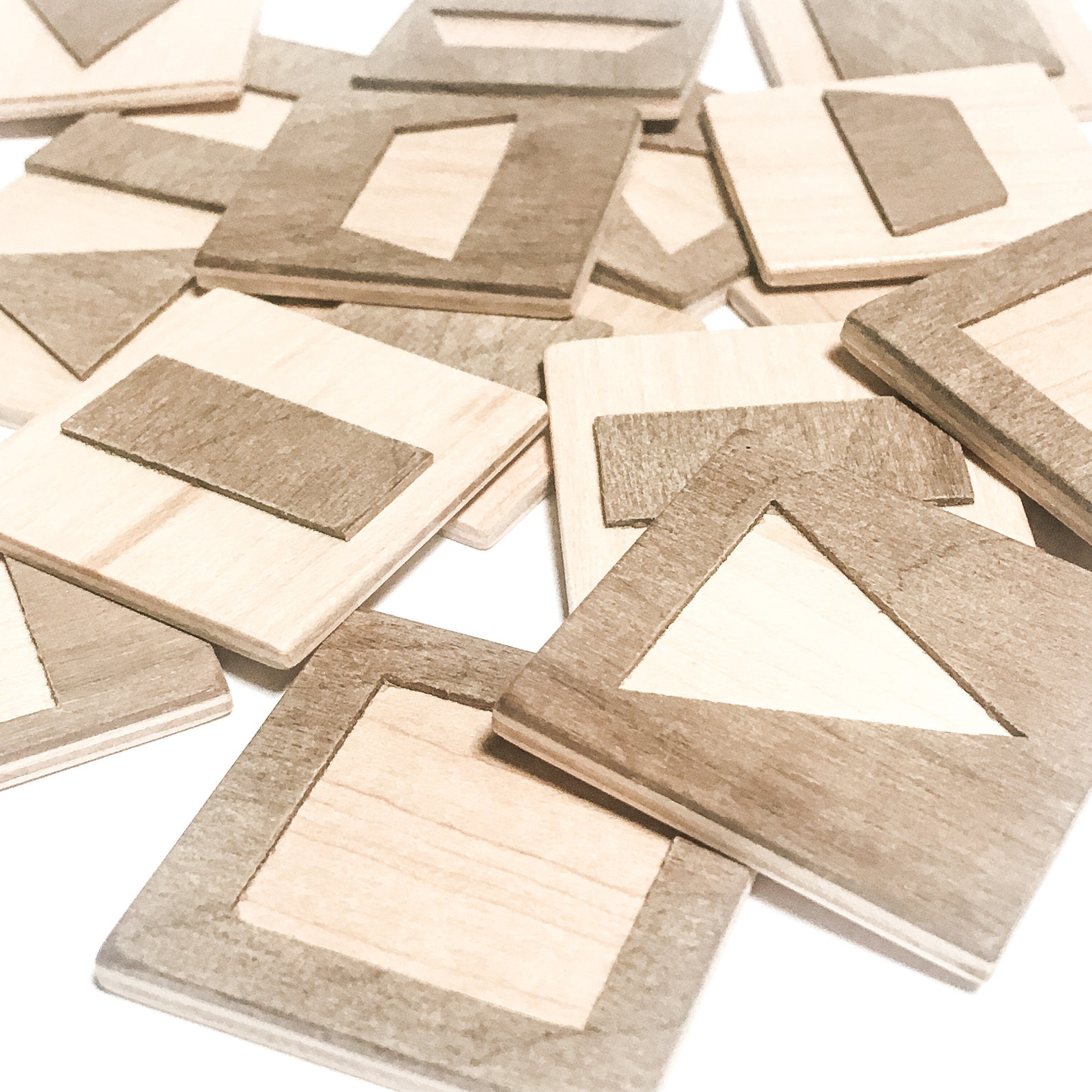 Memory Game. Matching Wooden Shapes. Walnut and Maple Wood. | Etsy