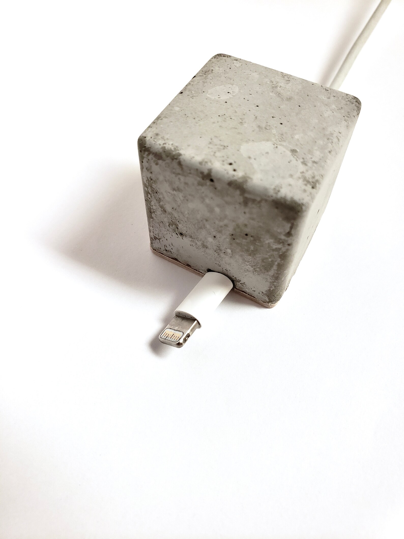 Cable Holder. the Short Stop. Concrete Block With Maple Wood - Etsy