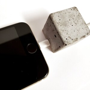 Cable Holder. the Short Stop. Concrete Block With Maple Wood Cord ...