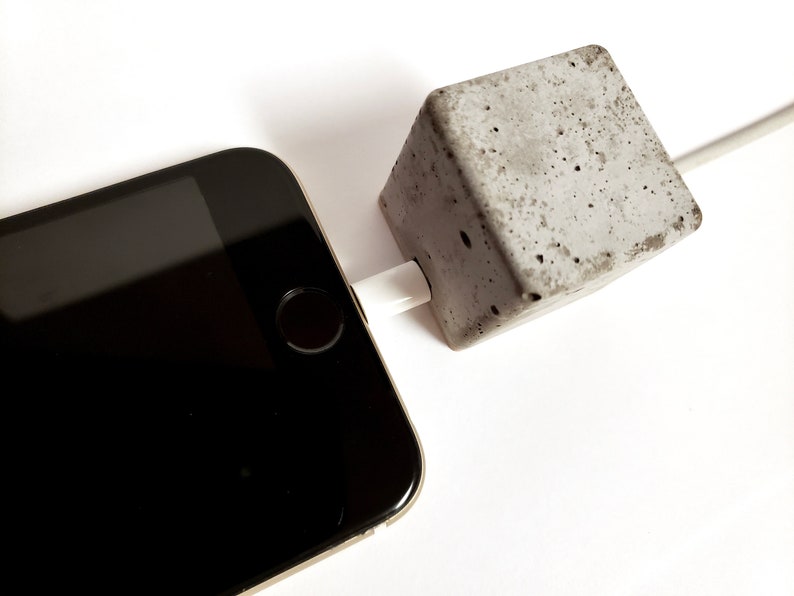 Cable Holder. the Short Stop. Concrete Block With Maple Wood - Etsy