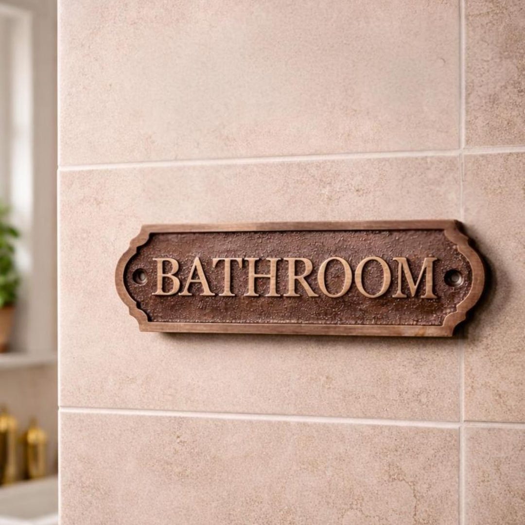 Custom Brass Bathroom Sign | Personalized Cast Brass Door Plaque ...