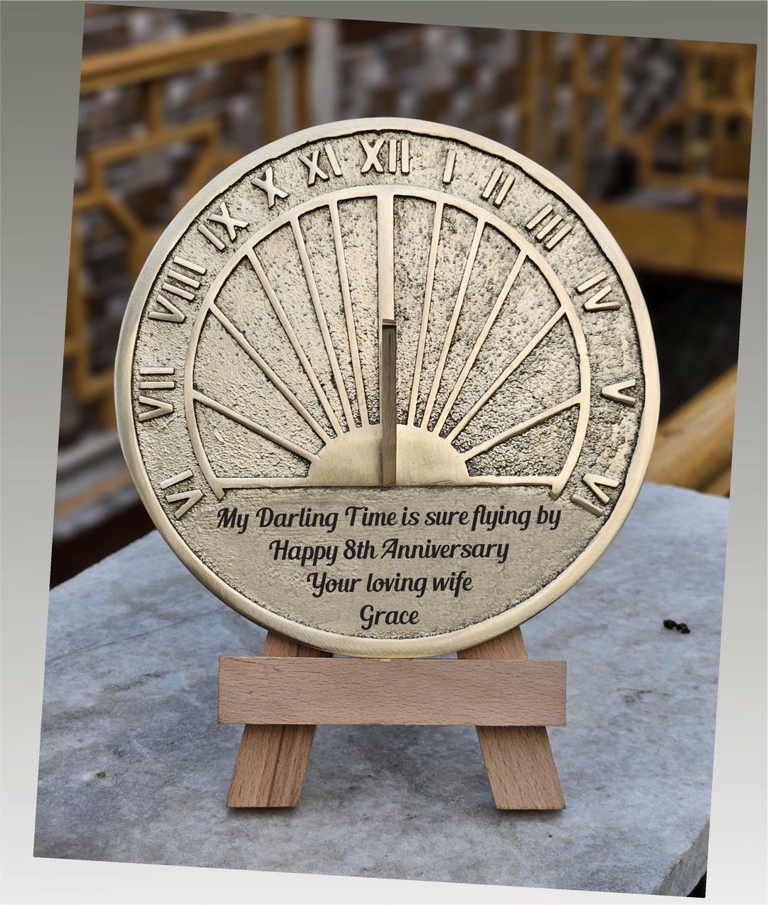 Custom 10th Wedding Anniversary Engraved Sundial Gift For: Parents ...